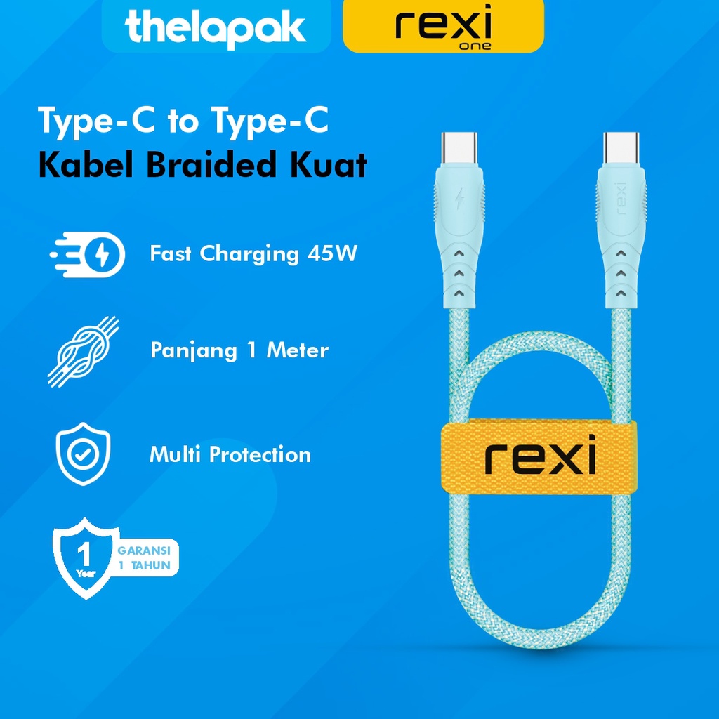 Jual Kabel Data Type C to Type-C 45W Rexi KI01-CC Cable Type-C Fast ...
