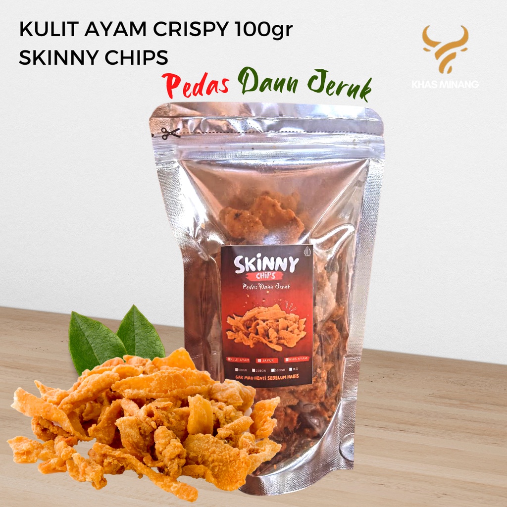 Jual Kulit Ayam Crispy 100gr Skinny Chips Pedas Daun Jeruk Khas Minang ...