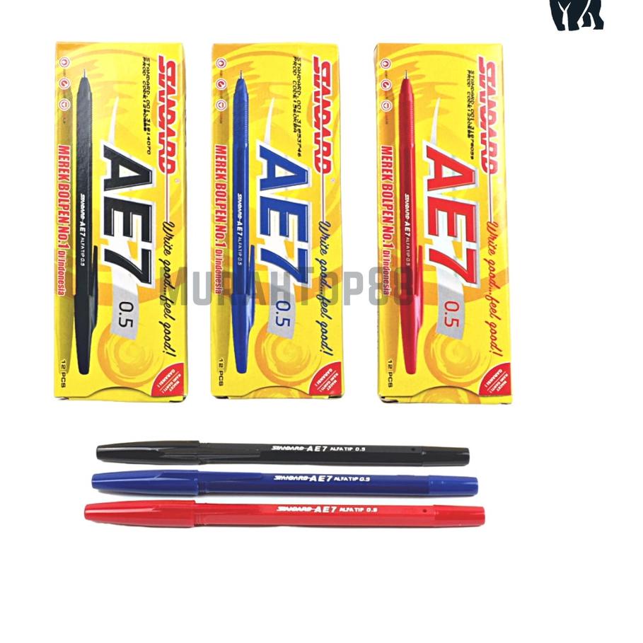 Jual FIF840 Pulpen Standard AE7 / Ballpoint Bolpen Pen Hitam Biru Merah - [1 BOX isi 12 PCS ...