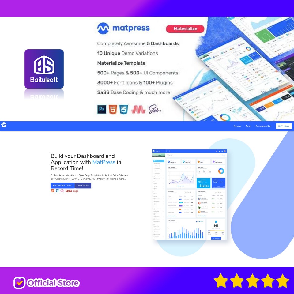 Jual MATPRESS - MATERIALIZE ADMIN TEMPLATE | Shopee Indonesia