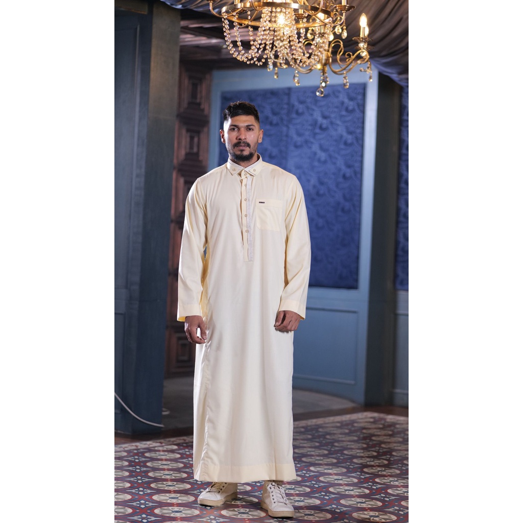 Jual Jubah Gamis Shahama Exclusive SH-094 Cream | Shopee Indonesia