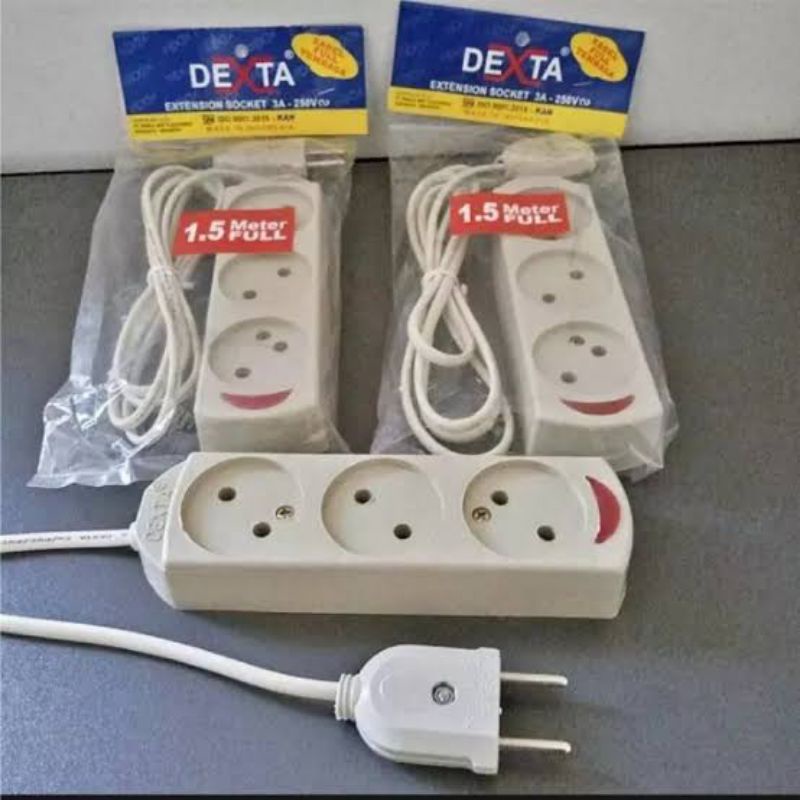 Jual Stop Kontak Colokan Listrik Gepeng 3 Lubang + Kabel 1,5 Meter Full DEXTA | Shopee Indonesia