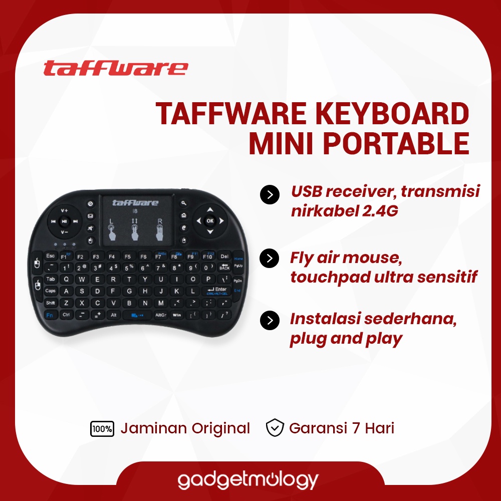Jual Taffware Keyboard Mini Portable Wireless Backlit 2.4G Bluetooth i8 ...