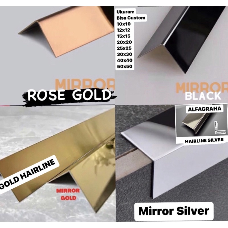 Jual L MIRROR GOLD ROSE GOLD BLACK MIRROR GOLD HAIRLINE SILVER HAIRLINE ...