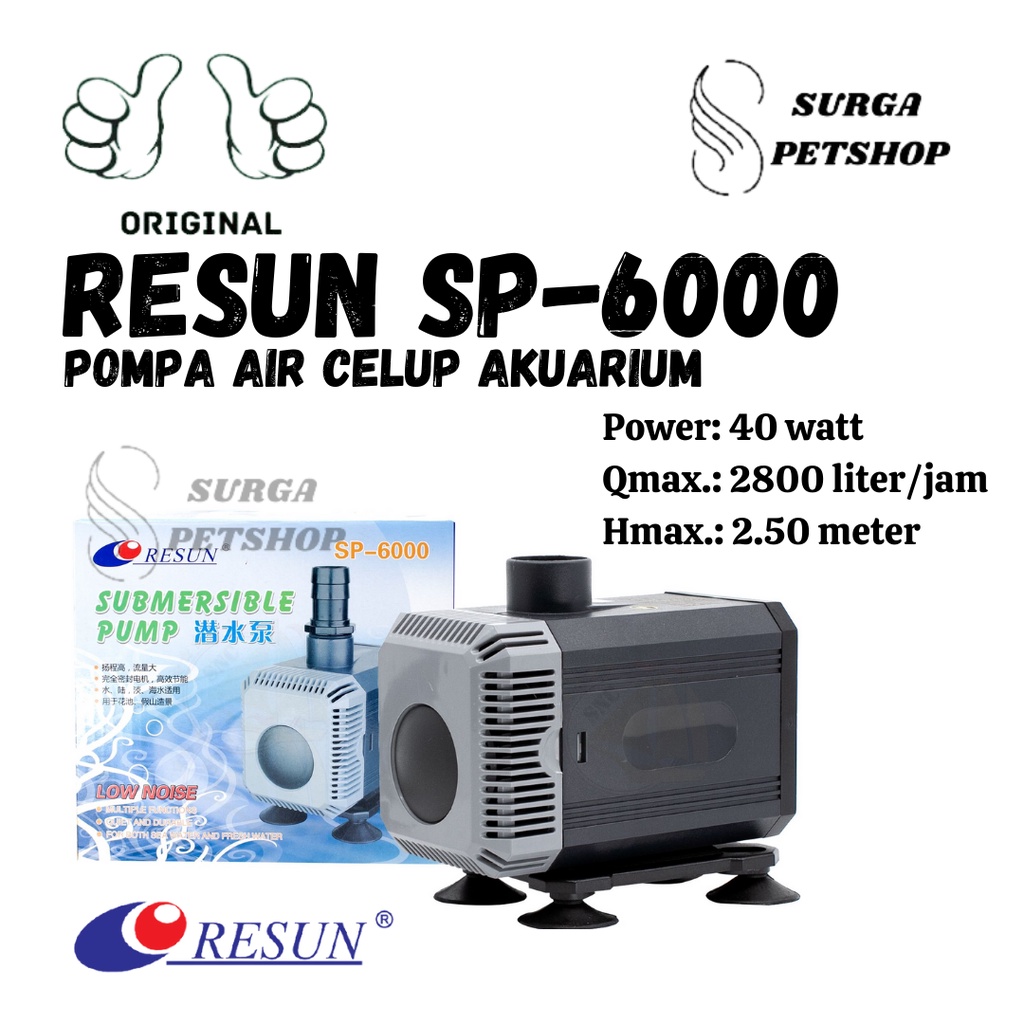 Jual RESUN SP 6000 Pompa Air Celup Akuarium Kolam Ikan SP6000 Submersible Pump Kebutuhan ...