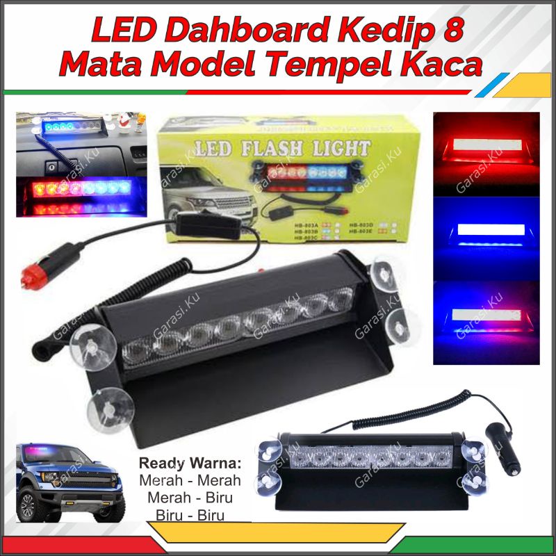 Jual LAMPU LED MOBIL KEDIP TEMPEL KACA DASHBOARD KABIN DEPAN 8 TITIK ...