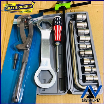 Jual PAKET KOMPLIT Treker CVT + Kunci 39x41 MM + Kunci T 8 MM + Socket Wrench Set 10 Pcs 8-24 MM ...