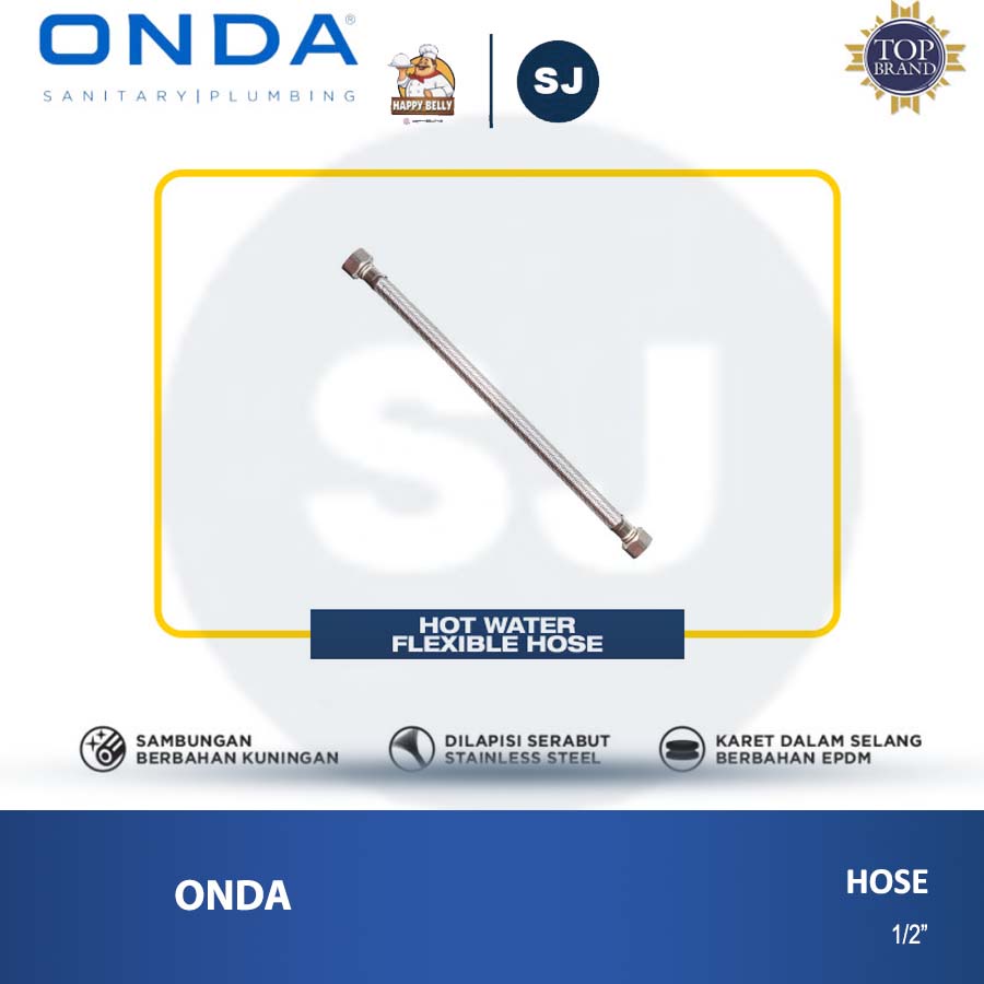 Jual ONDA Hot Water Heater Hose Flexible Air Panas HWF 1/2" x 1/2" 30 CMs | Shopee Indonesia