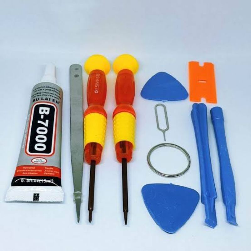Jual OBENG SET 10 IN 1 TOOLSET OBENG HP KOMPLIT + LEM B7000 T7000 ...