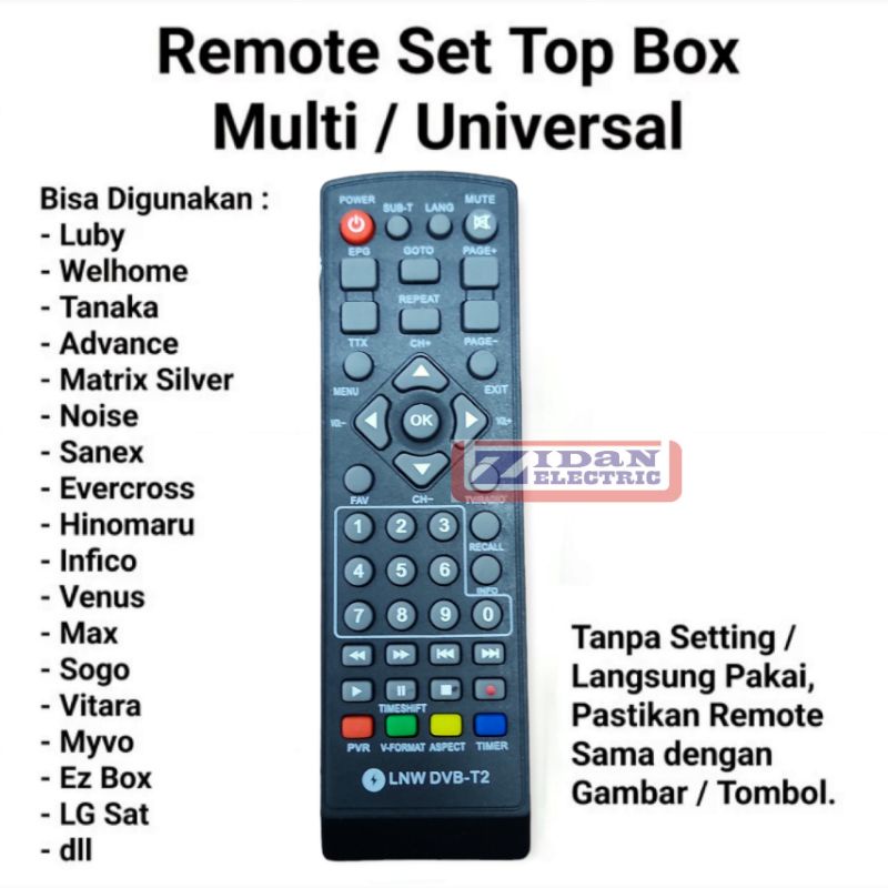 Jual Remote Set Top Box Multi / Remot STB Universal Matrix Luby Tanaka ...