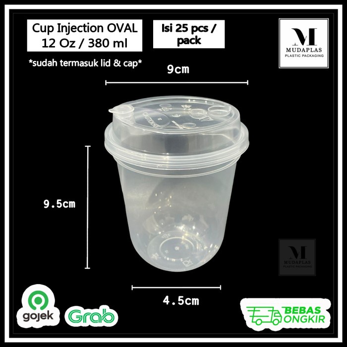 Jual Gmu Pp Cup Injection Oval 12 Oz 380 Ml Gelas Plastik Boba + Lid Cap | Shopee Indonesia