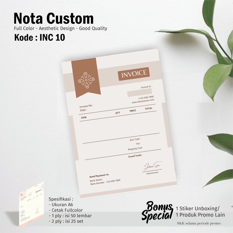 Jual Buku Nota Invoice Custom A6 1/4 Folio Murah | Shopee Indonesia