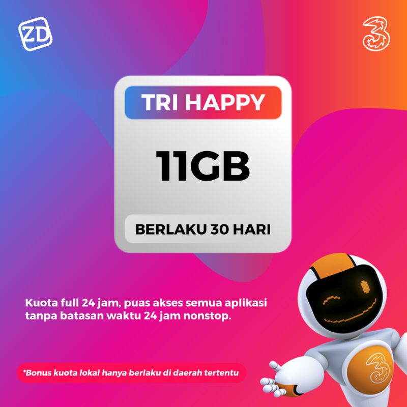 Jual Paket Data Tri AON, Happy, Home, dan Unlimited Nasional | Shopee Indonesia