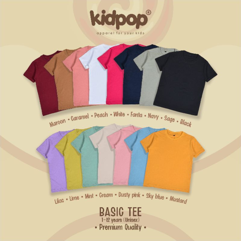 Jual Kaos Polos Anak Cotton 30s Baju Kaos Kids Unisex umur 1-12 tahun | Shopee Indonesia