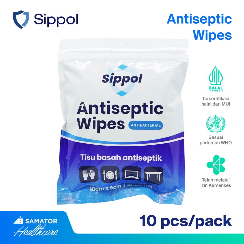 Jual Sippol Antiseptic Wipes 1 pack [10 sachet] | Shopee Indonesia