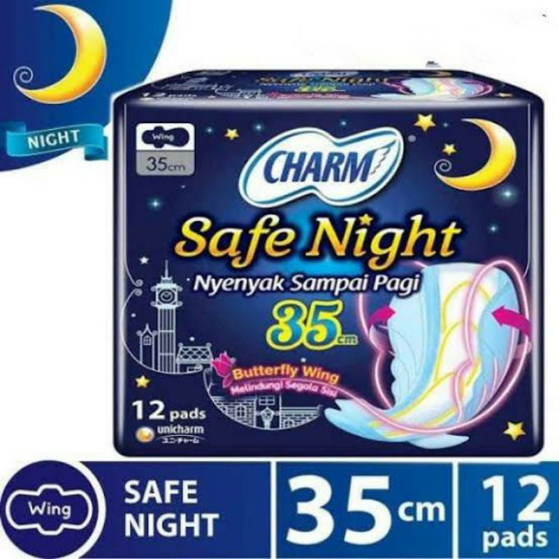 Jual Charm Pembalut Safe Night 35cm 12s | Shopee Indonesia