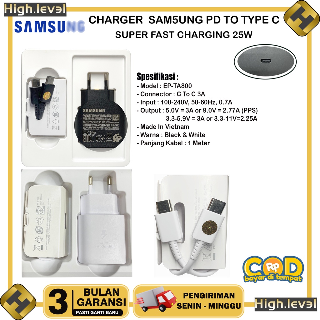Jual Charger Sam5ung A90, S20 FE, S10 Lite PD Type C Super FAST Charging 25W Original | Shopee ...
