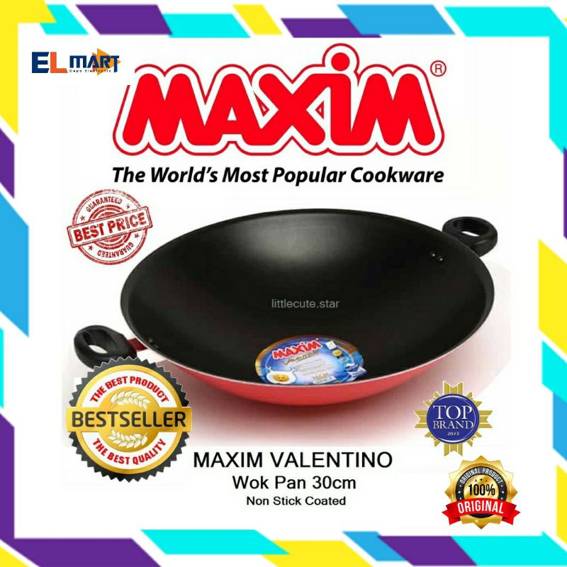 Jual Wajan MAXIM wok 30cm valentino - penggorengan anti lengket ...