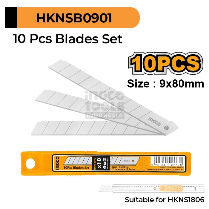 Jual Ingco HKNSB0901 Isi Cutter 10Pcs Box Blade 9mm Refill Kecil SK5 | Shopee Indonesia