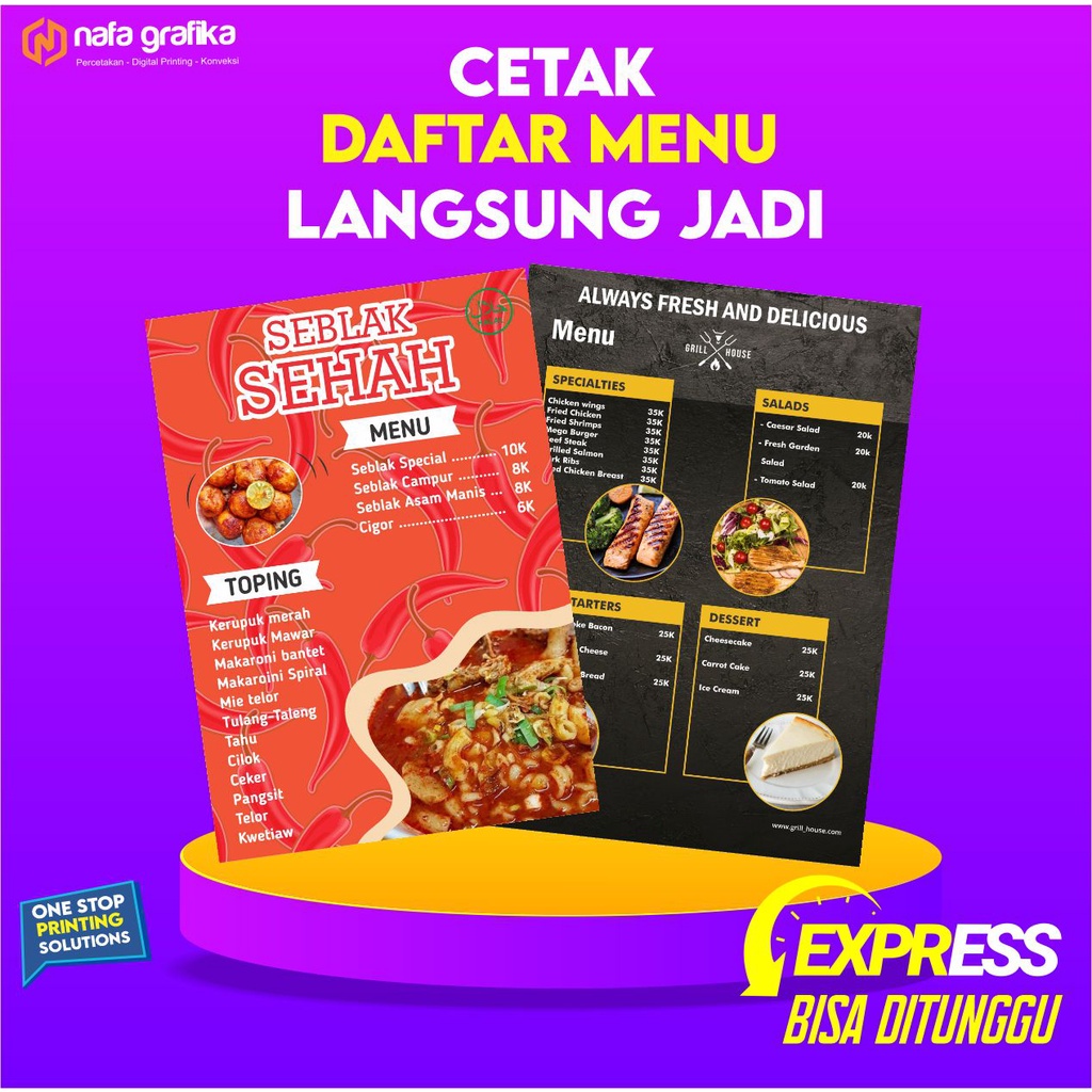 Jual CETAK DAFTAR MENU CUSTOM A3 A4 LAMINATING | Shopee Indonesia