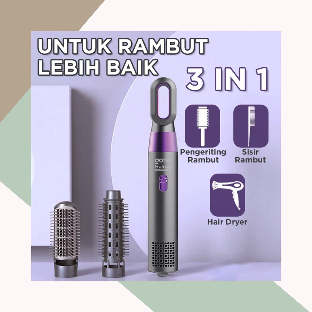 Jual Goto Hairco Hair Dryer 3in1 Sisir Blow Hairdryer Pengering Rambut ...