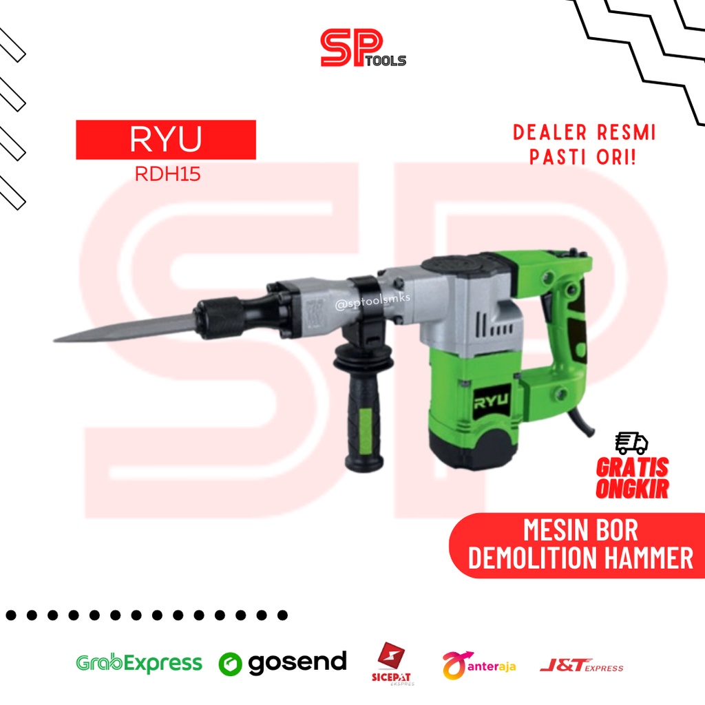 Jual MESIN BOR BOBOK BETON / JACK HAMMER / DEMOLITION HAMMER RYU RDH15 ...