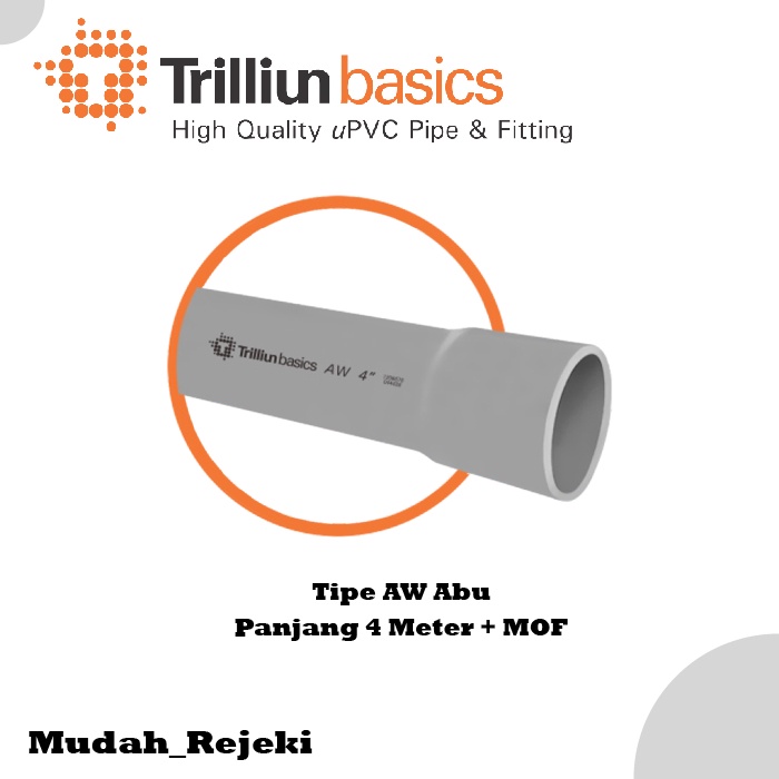 Jual Pipa uPVC Trilliun Basics AW Abu 4 Meter MOF | Shopee Indonesia