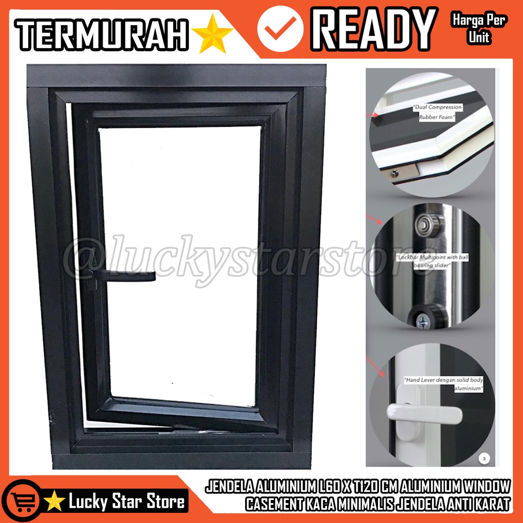 Jual JENDELA ALUMINIUM UKURAN L60 X T120 CASEMENT KACA ALUMUNIUM BOUVEN ...