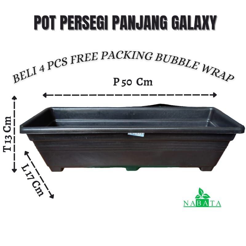 Jual [4pcs] Pot persegi panjang hitam galaxy / pot panjang / pot bunga ...