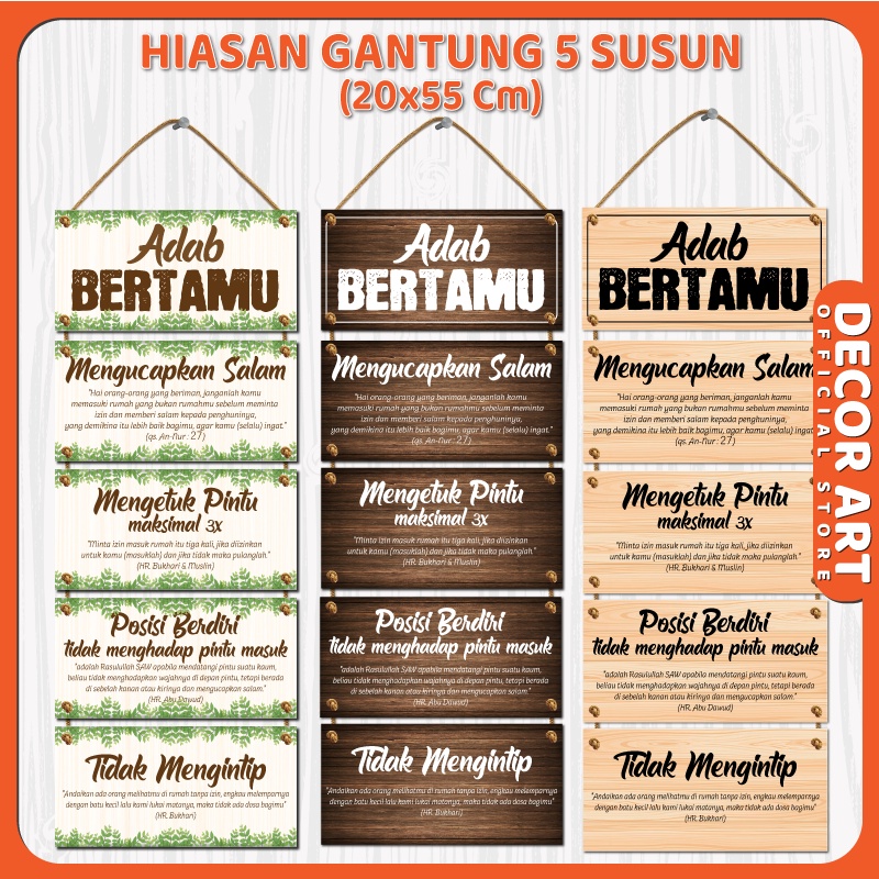 Jual DecorArt 50x20 Cm Pajangan Adab Bertamu Hiasan Dinding 5 Susun ...