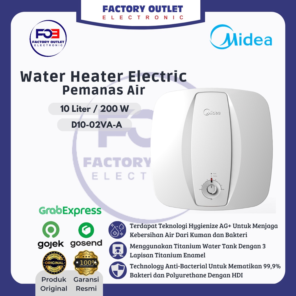 Jual MIDEA D10-02VA-A Water Heater Electric Pemanas Air 10 Liter White | Shopee Indonesia