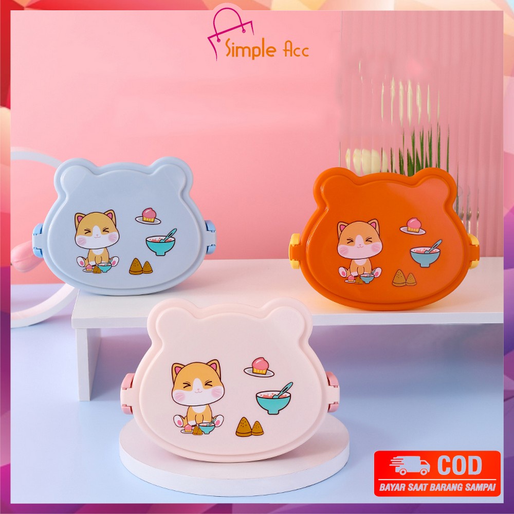 Jual DO-C777 Kotak Bekal Anak Set Sendok Garpu Motif Cartoon Lucu Lunch ...