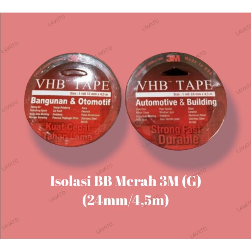 Jual Isolasi Bolak Balik Merah Double Tape 3M 24 mm / 4,5 m | Shopee ...
