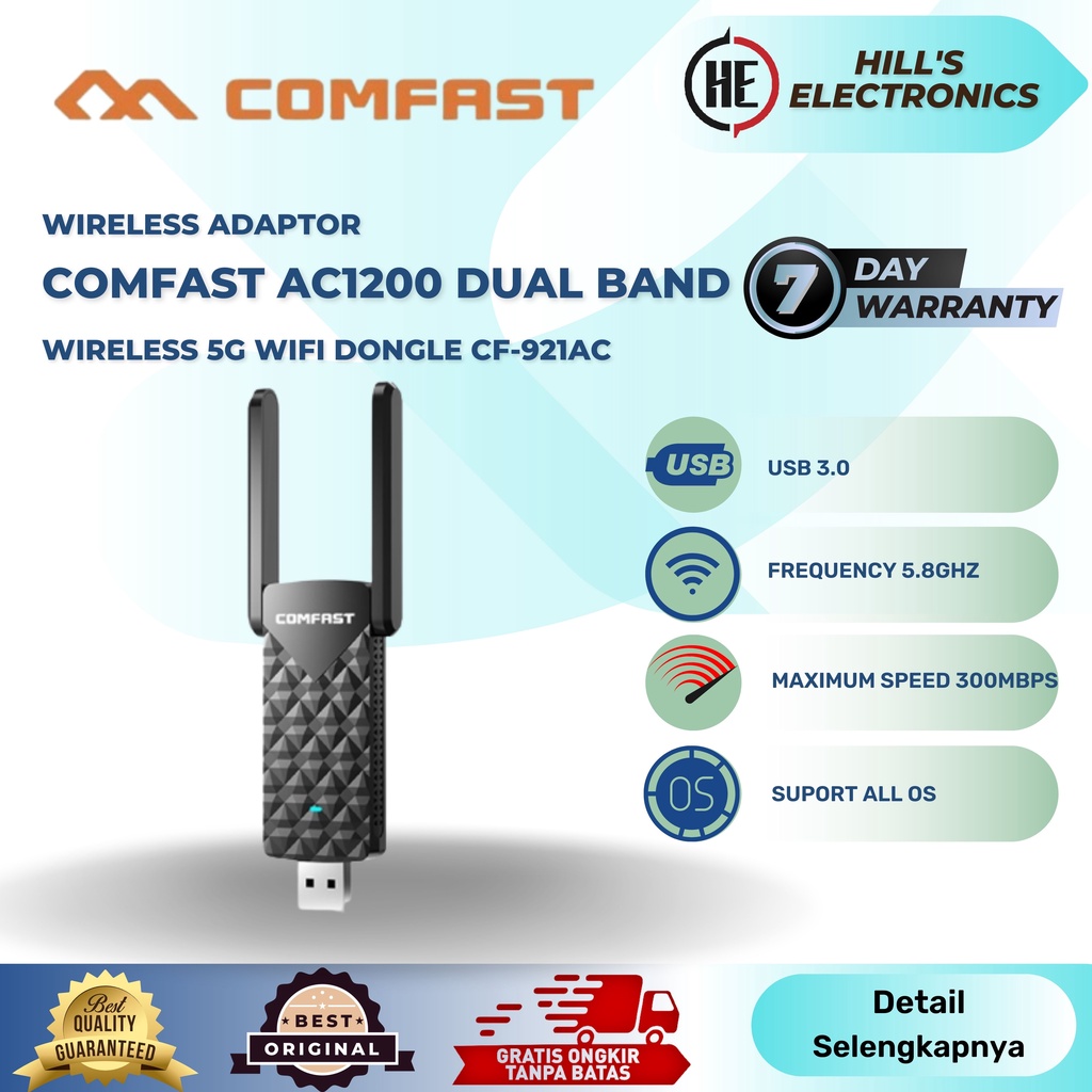 Jual COMFAST AC1200 Wireless USB Adapter Dual Band 5G WiFi Dongle CF ...