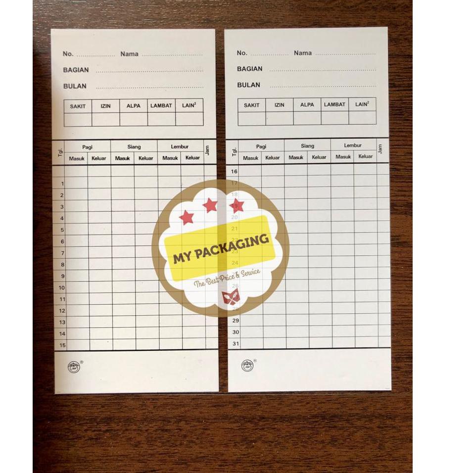Jual Promo KARTU ABSENSI untuk MESIN absen AMANO 100 Lembar | Shopee ...