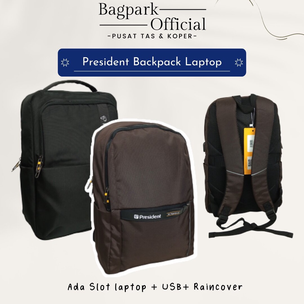 Jual Tas Ransel Pria President Tas Kerja Tas Sekolah Backpack Laptop ...
