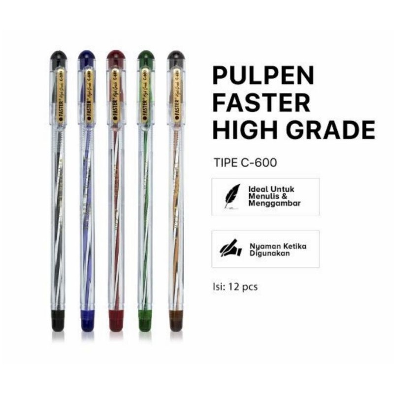 Jual Pulpen Pena FASTER C600 Hitam (SATUAN) | Shopee Indonesia