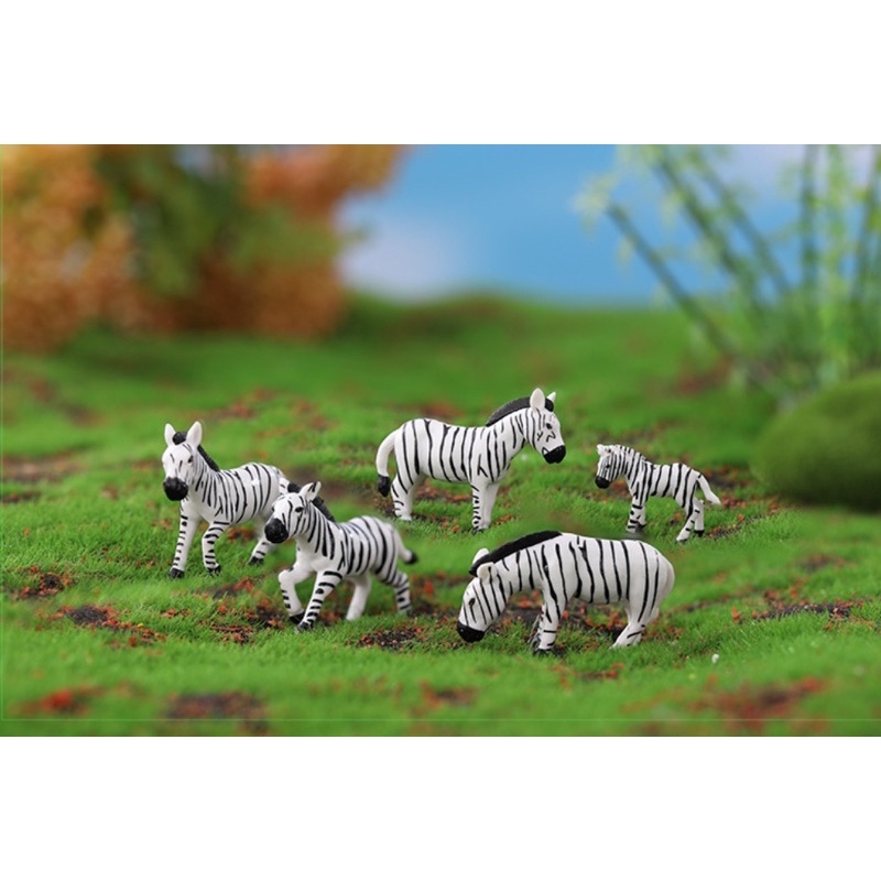 Jual mainan miniatur 1 set keluarga zebra isi 6 pcs utk diorama ...