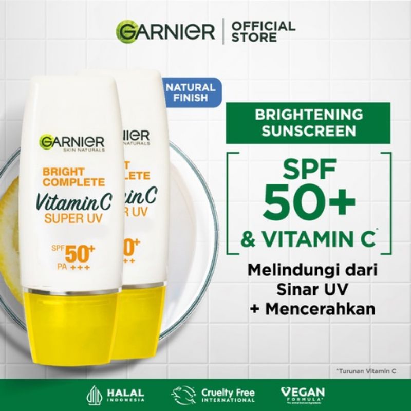 Jual Garnier Brightening Sunscreen spf 50+ Natural Finish | Shopee ...