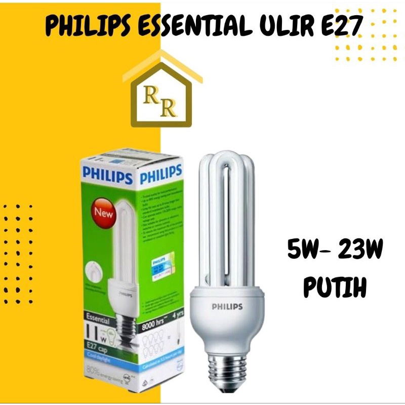 Jual LAMPU PHILIPS ESSENTIAL ULIR E27 PUTIH 5W-23W | Shopee Indonesia