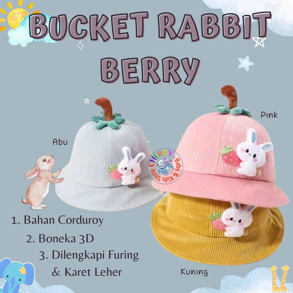 Jual Bucket Rabbit Strawberry 1-4 Tahun Topi Bucket Rabbit Berry ...