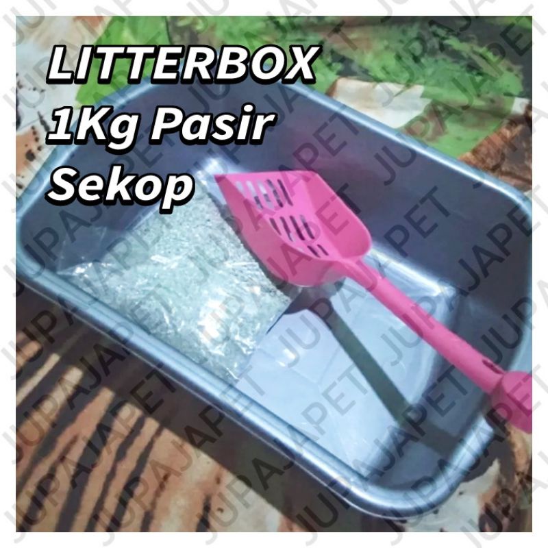 Jual Tempat pup kucing cat litter box sekop 1Kg pasir 1set murah bak ...