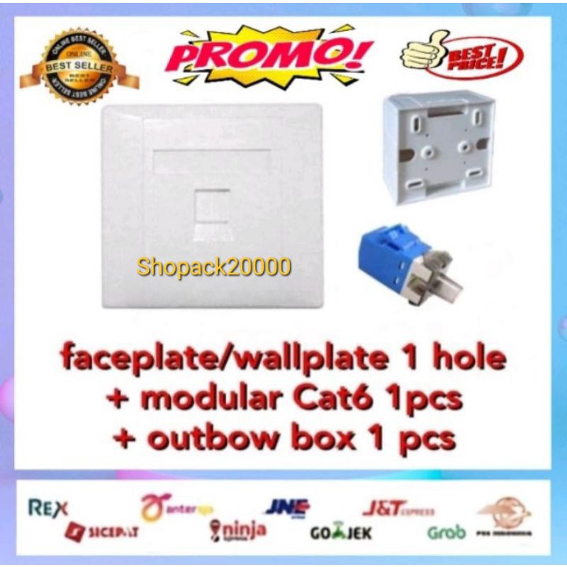 Jual Faceplate/Wallplate UTP/RJ45/LAN 1Port/Hole + Modular Cat 6 ...