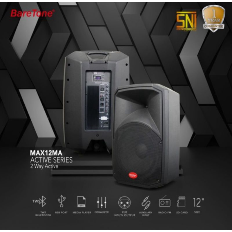 Jual Speaker Active Baretone MAX12MA original USB bluetooth 12 inch ...