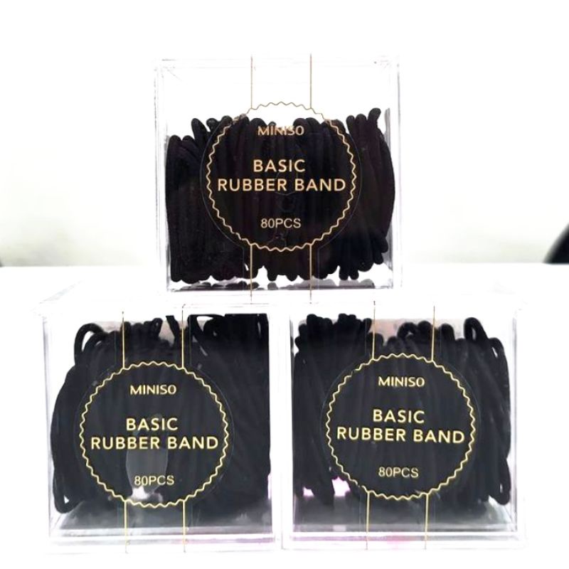 Jual MINISO BLACK SMALL HAIR LOOP / IKAT RAMBUT / KARET RAMBUT ISI 80 ...