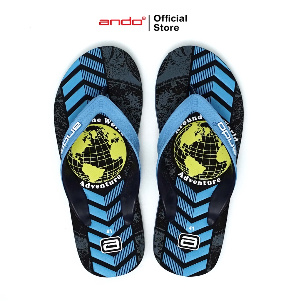 Jual Ando Official Sandal Jepit World Pria Dewasa - Biru Muda/Navy ...