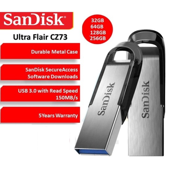 Jual Flashdisk USB 3.0 Sandisk Ultra Flair Stylish Fast Transfer ...
