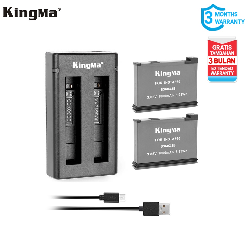Jual KINGMA Battery Insta360 One X3 2-Pack with Dual Charger - Non Lcd ...