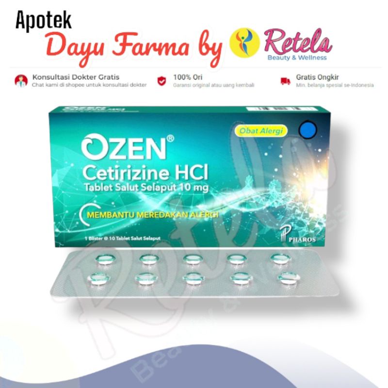 Jual OZEN 10 MG BLISTER 10 TABLET/CETIRIZINE/ANTI HISTAMINE/ANTI ALERGI ...