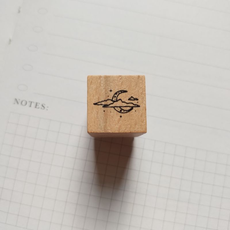 Jual Stempel Jurnal Kayu Karet Vintage Stamp Aesthetic Moon Stars ...